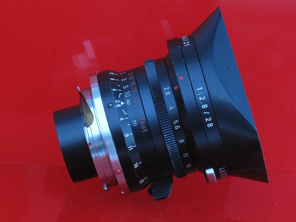 Leica M 28mm f:2.8 Elmarit lens with caps 12501 hood 9 element US ...