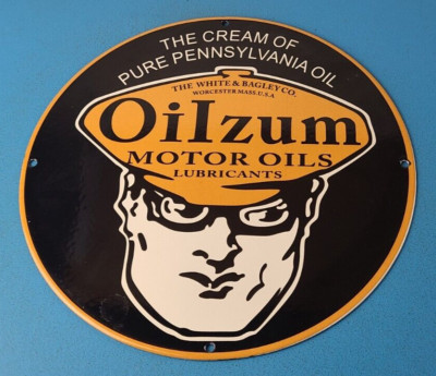 Vintage Oilzum Motor Oils Sign - Pure Pennsylvania Porcelain Gas Pump ...
