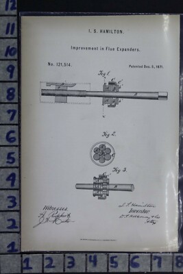 1871 HAMILTON OWENS LANE DYER HAMILTON OHIO FLUE EXPANDER PATENT LITHO ...