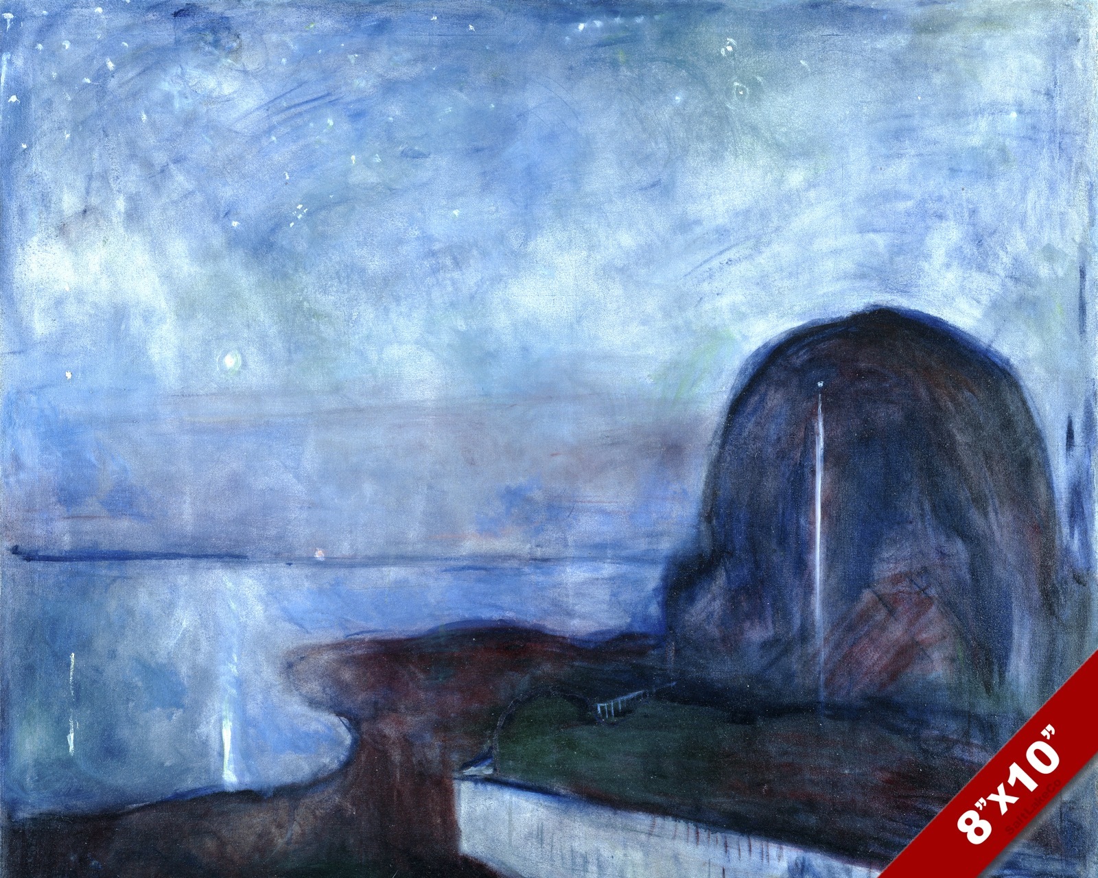 STARRY NIGHT AT SEA SCENIC SEASCAPE ART EDVARD MUNCH PAINTING REAL ...