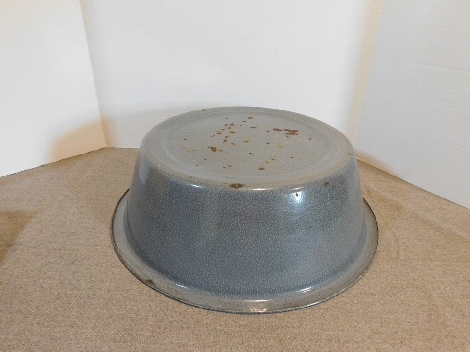 Vintage Gray 18" Enamelware Basin Dish Pan | eBay