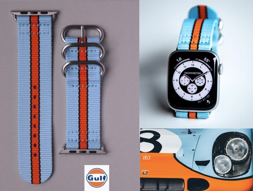 GULF strap for APPLE watch - silver - fits all series with 42, 44, 45 ...
