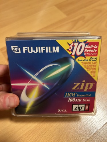 FUJI FUJIFILM 100 MB Zip Disk IBM Formatted 5 Pack NEW Factory Sealed ...