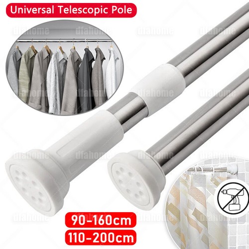 Telescopic Net Voile Tension Curtain Rail Pole Rod Rods Extendable ...
