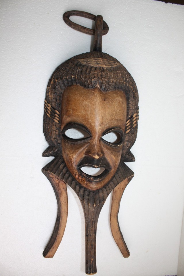Old Vintage Hand Carved Decorative Wooden Mask Wood Art Home Decor ...