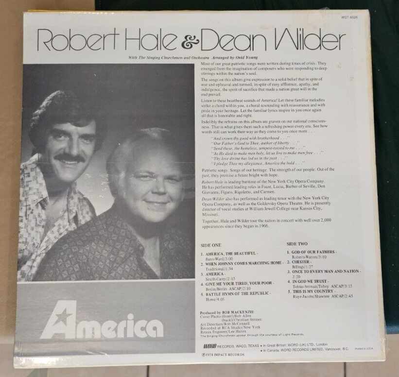 NEW/SEALED - AMERICA - ROBERT HALE & DEAN WILDER Vinyl LP WST-8526 | eBay