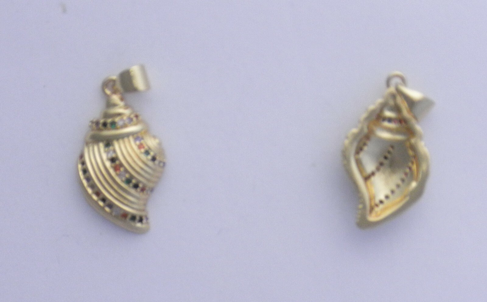 2 PCS- CUBIC ZIRCON GOLD CONCH SHELLS * 22X12MM LOT B 20 | eBay