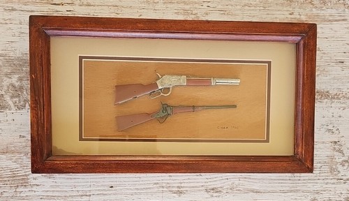 framed artwork, Miniature rifles 15 1/8" X 8 5/58, western, hunting ...