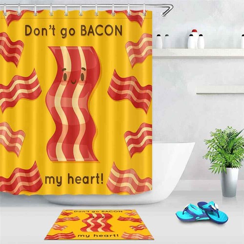 Delicious Bacon Waterproof Bath Polyester Shower Curtain Liner Water ...