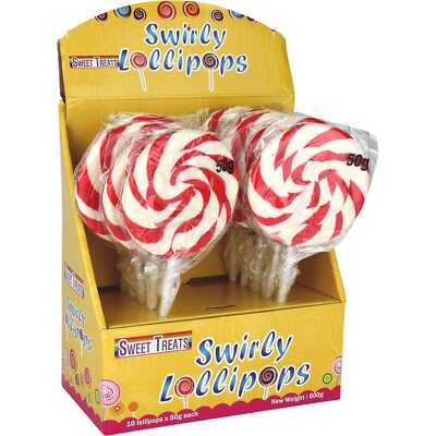 Pack of 10 Red Swirly Lollipops Lollypops Lolly Buffet Birthday Party ...