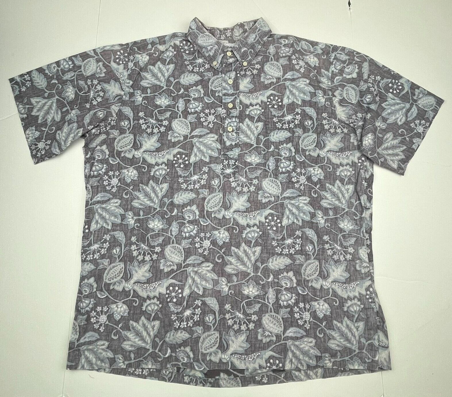 VINTAGE Reyn Spooner XL Traditional Floral PULLOVER Aloha Shirt Blue ...