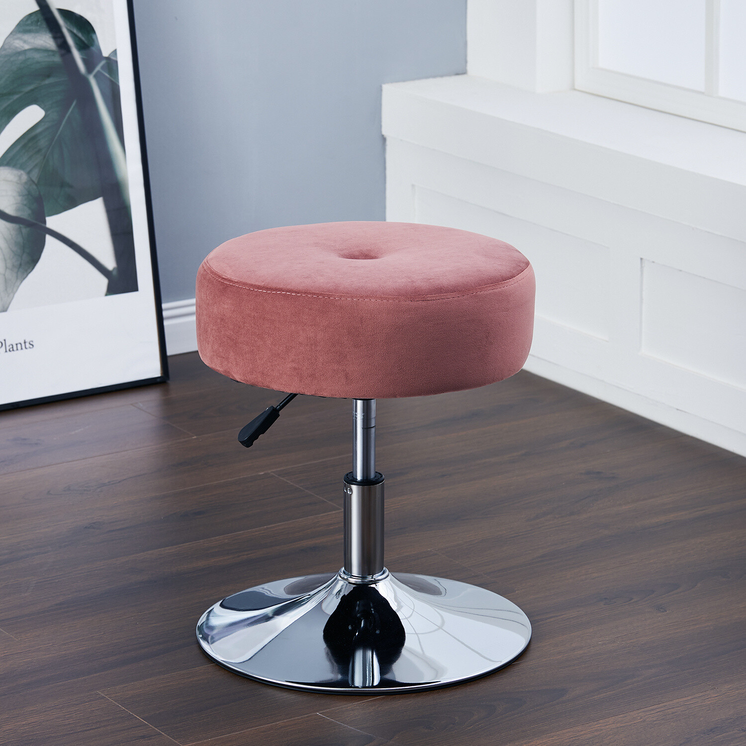 Velvet Adjustable Height Swivel Dressing Table Stool Chair Makeup ...