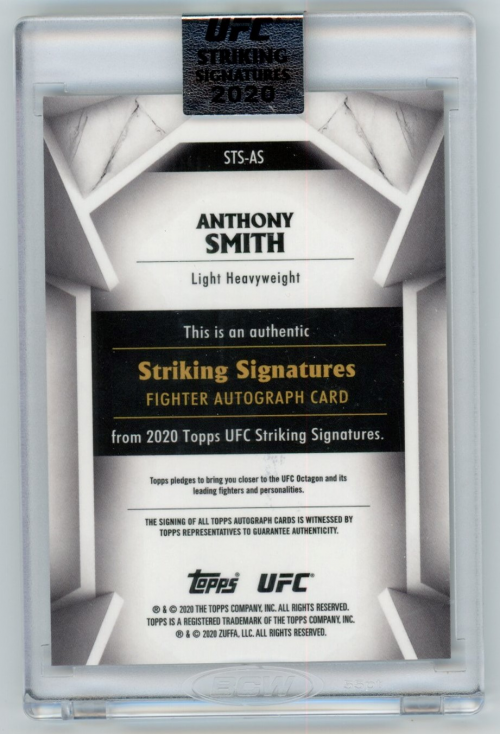 2020 Topps UFC Striking Signatures Orange #STSAS Anthony Smith Auto /50 ...