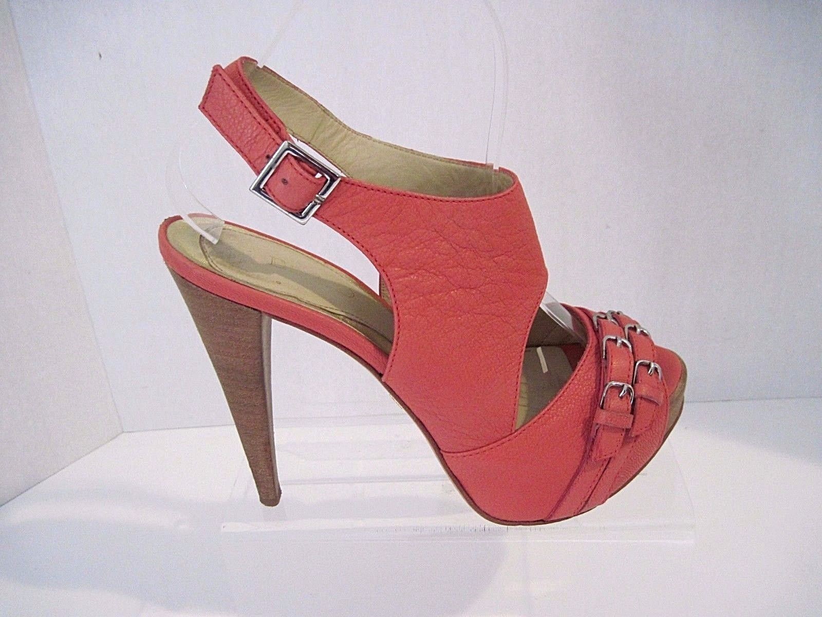 BE & D WOMEN'S PEBBLED LEATHER HEELS SHOES BEAUTIFUL SALMON COLOR SIZE ...