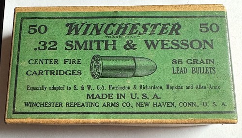 VINTAGE WINCHESTER .32 SMITH & WESSON EMPTY BOX WITH GREEN LABEL FOR ...