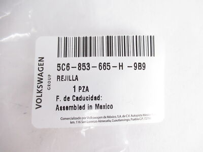 Genuine OEM VW 5C6-853-665-H-9B9 Driver Front Outer Bumper Grille 2013 ...