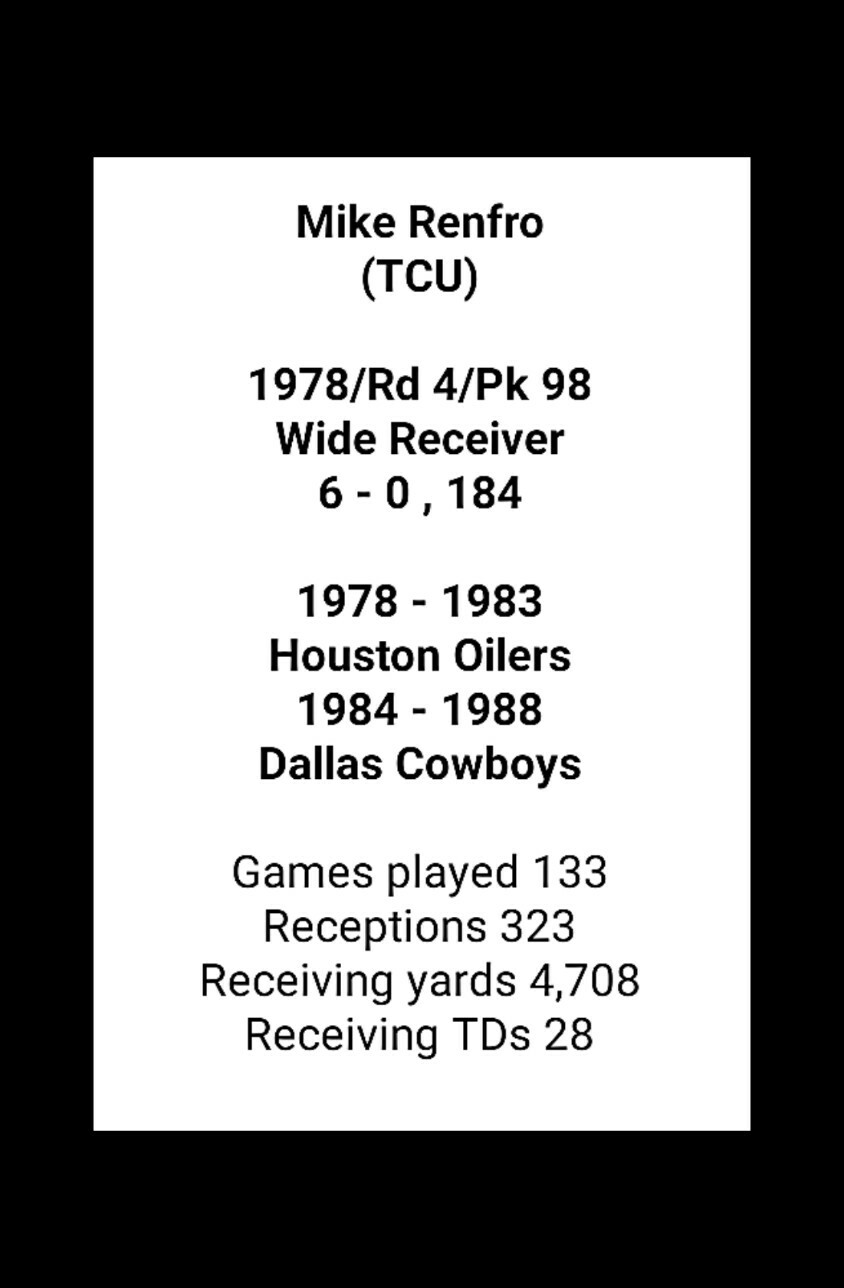 Mike Renfro Custom 4x6 Art Card Dallas Cowboys | eBay
