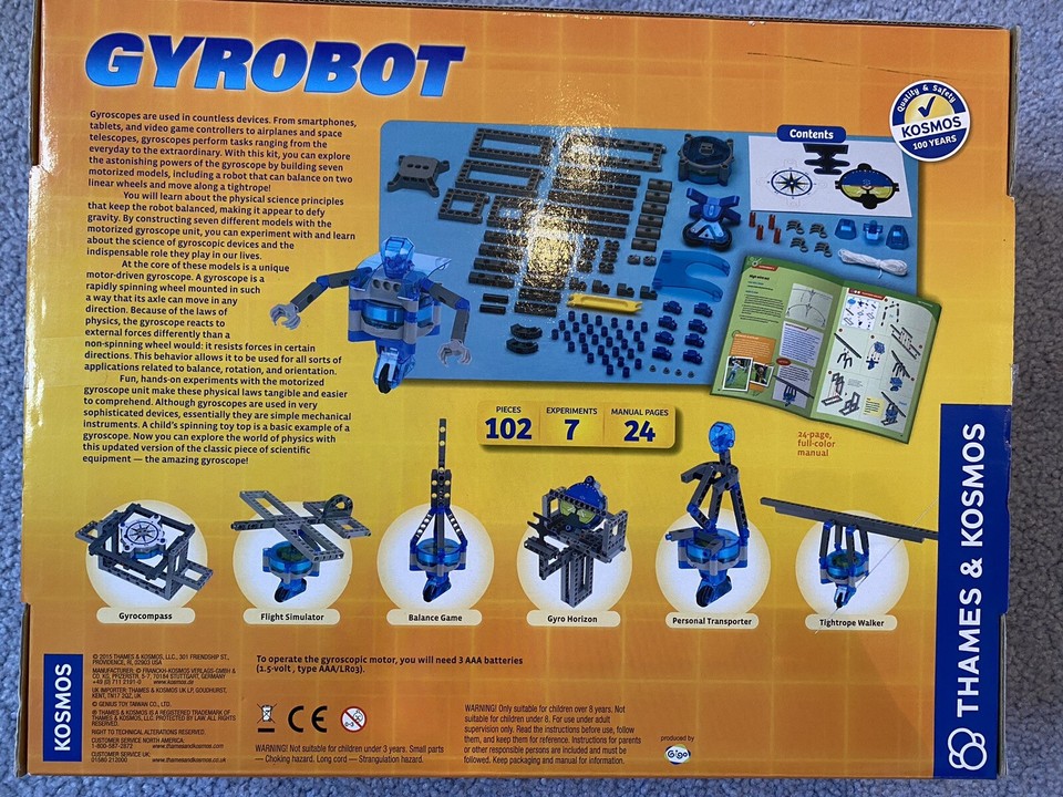 NEW Thames & Kosmos Gyrobot Robot Science Kit 7 Gyroscopic Machines ...