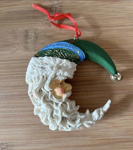 Vintage Santa Crescent Moon Christmas ornament With Bell | eBay