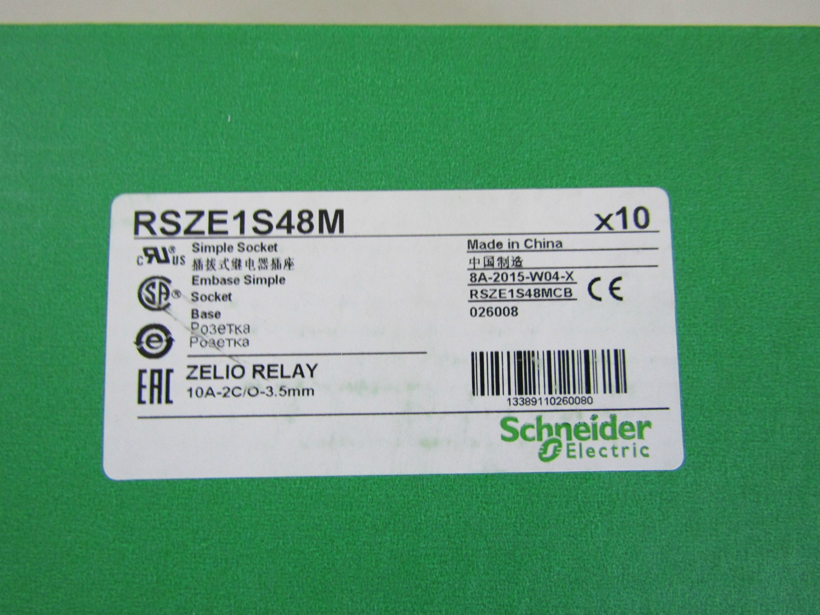 Box of 10 x SCHNEIDER RSZE1S48M Relay Socket for RSB Series - S2 ...