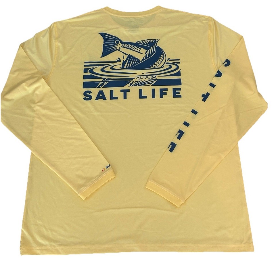 Salt Life Redfish L/S UV Protection M Yellow Live Salty Saltlife NWT ...