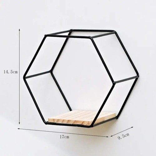 Wall Mounted Hexagon Shelf Handicraft Display Rack Floating Wall Shelf ...