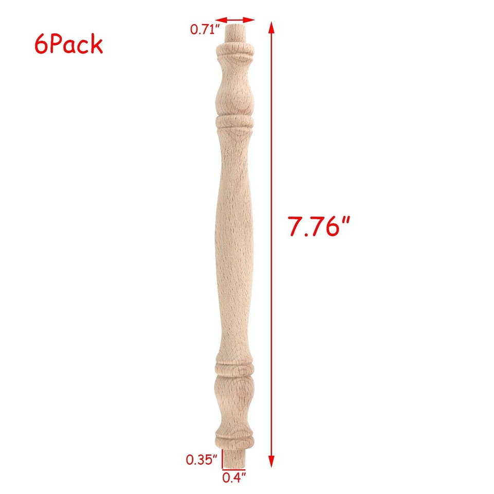 HEVSTIL 6-Pack 7 3/4" Wooden Baluster Spindles,Decorative Wood Spindles ...
