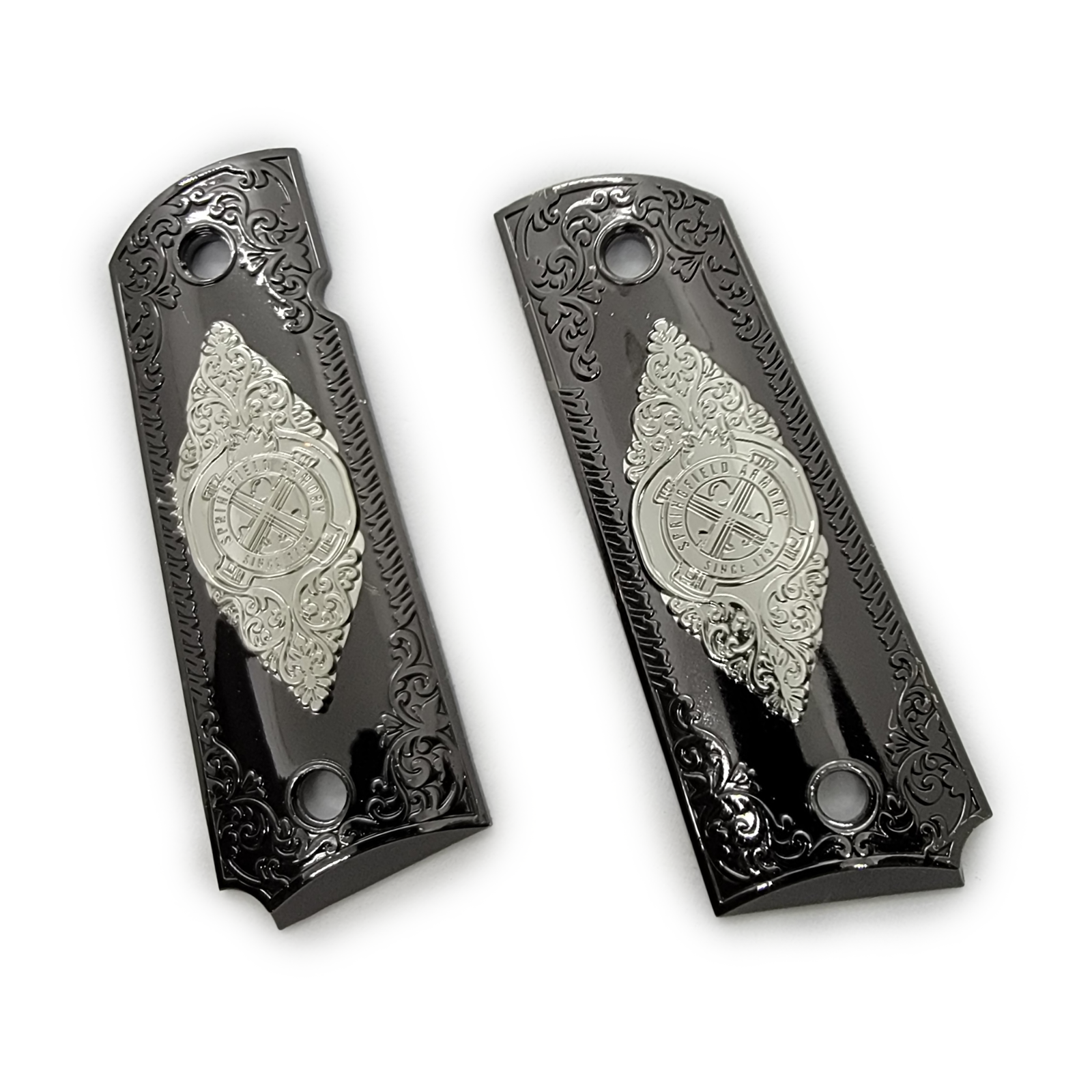Custom For Springfield Armory 1911 Grips Metal Black nickel 1911 full ...