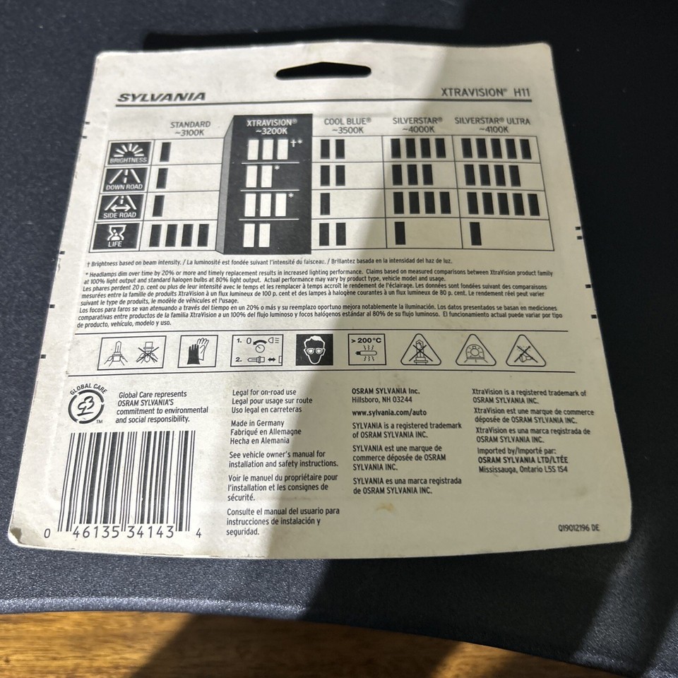 Sylvania Xtra Vision Two Bulbs H11 55W Headlight Low Beam Replace Plug ...