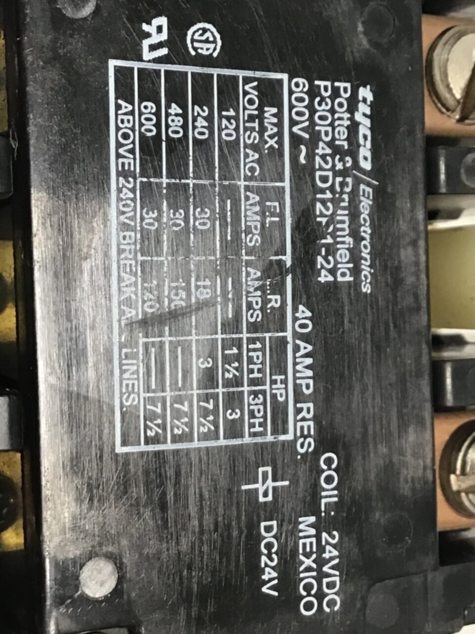 POTTER & BRUMFIELD Contactor P30P42D12P1-24 Used #119180 | eBay