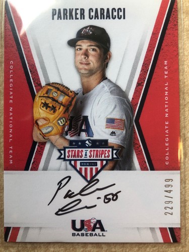 2019 Panini USA Baseball Stars & Stripes Parker Caracci Autograph 229/ ...