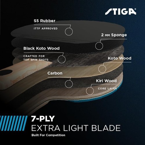 STIGA Pro Carbon Performance-Level Table Tennis Racket with Carbon ...