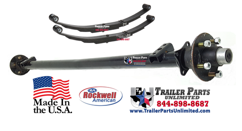 3.5K Trailer Axle 5 lug 61" Hub Face 46" Spring Center 5 on 5" w/ leaf ...