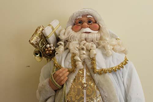 90cms Tall Father Christmas Figure With a Sack of Presents - White ...