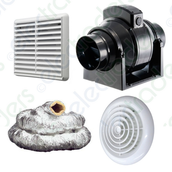 Manrose MF100T In-Line Extractor Fan with Timer 100mm/4" Grille / Duct ...