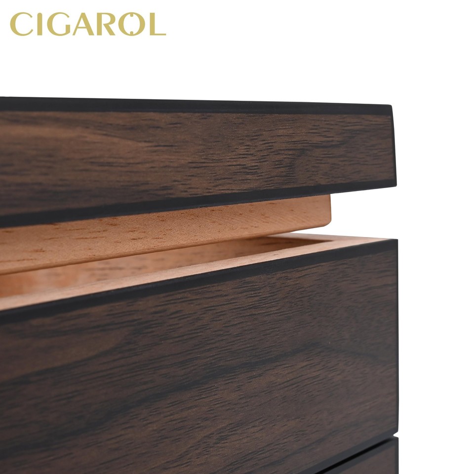 CIGAROL Cigar Humidor Box with Cedar Lining, Glass Top, and Accessory ...