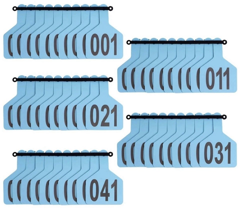 Cattle Ear Tags with 001-050 Numbers Large 1-Piece Z Livestock Ear Tags ...