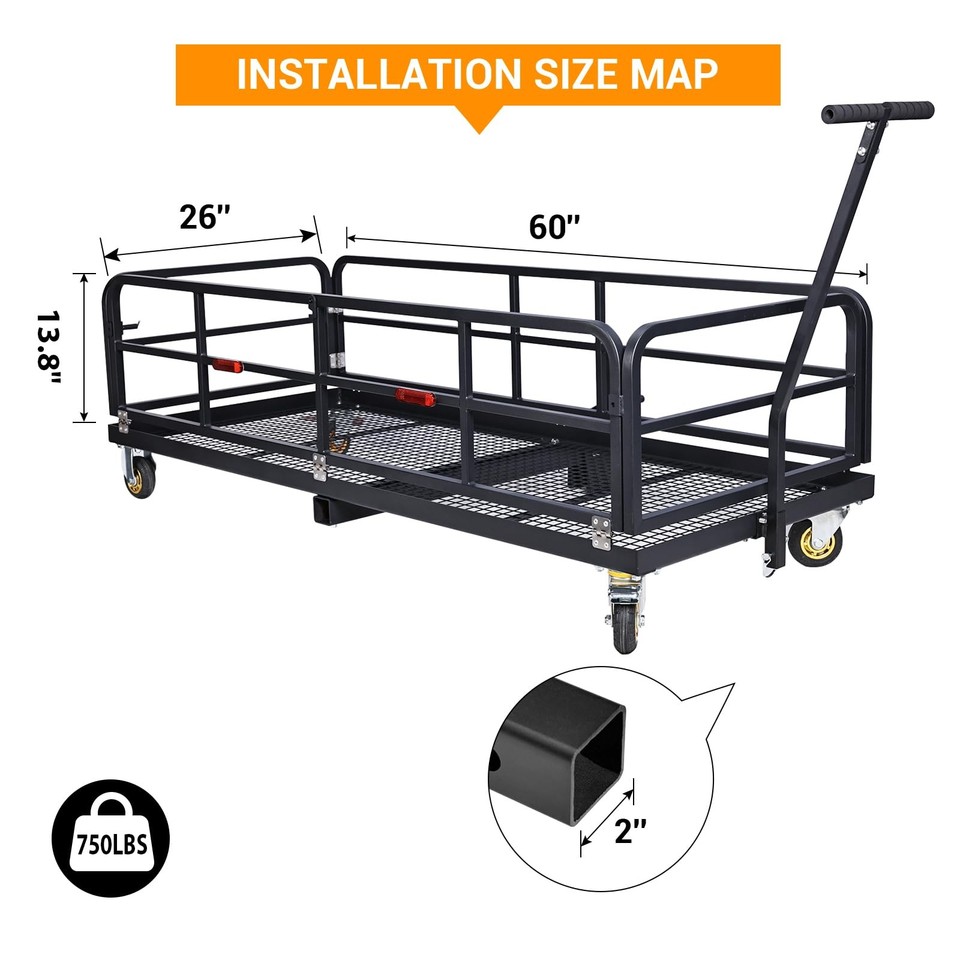 750LBS Fold Hitch-Mounted Cargo Basket Vehicle Carrier for SUV RV Truck ...