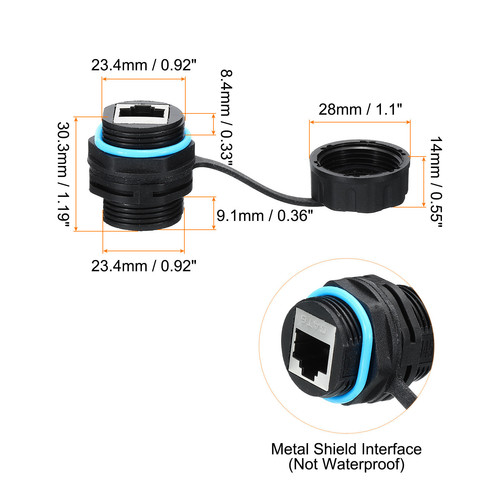 Pack of 2,RJ45 Panel Mount Coupler Bulkhead Ethernet LAN Pass Through ...