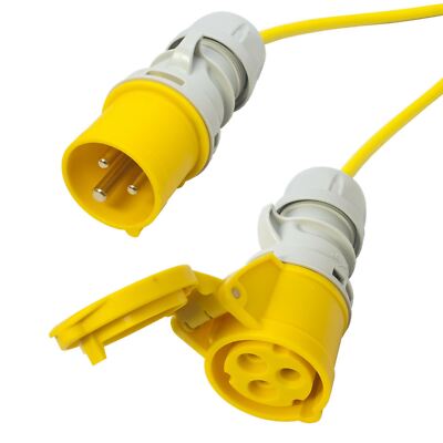 110v 16 amp Arctic Yellow Extension Cable. Site Hook Up Trailing Lead ...