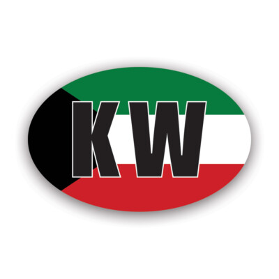 Kuwait Oval Sticker Decal - Weatherproof - kuwati flag country code ...