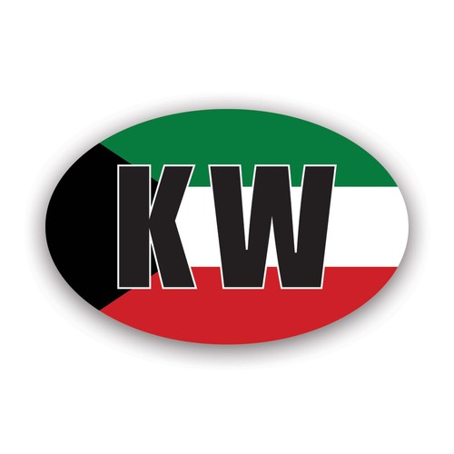 Kuwait Oval Sticker Decal - Weatherproof - kuwati flag country code ...
