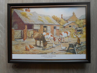 Anthony Forster Farming print 'Company For Dinner' Cows / Donkey FRAMED ...
