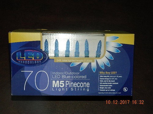 70 Count LED M5 Blue Christmas Mini Lights 4 Inch Spacing Green Wire ...