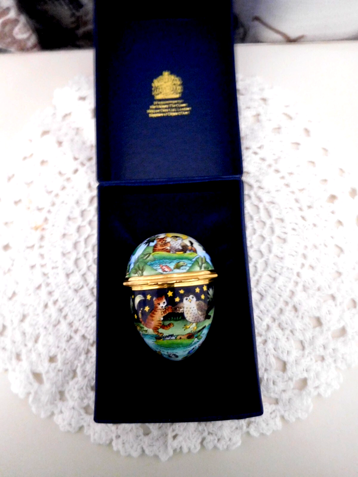 NEW OWL AND THE PUSSYCAT HALCYON DAYS ENAMEL EGG BOX EDWARD LEAR POEM ...