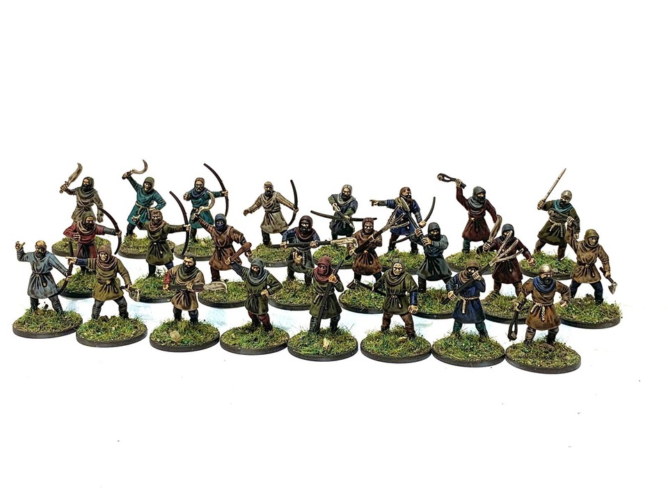 BARONS WAR PEASANT LEVY 24 28mm painted historical wargames MEDIEVAL ...