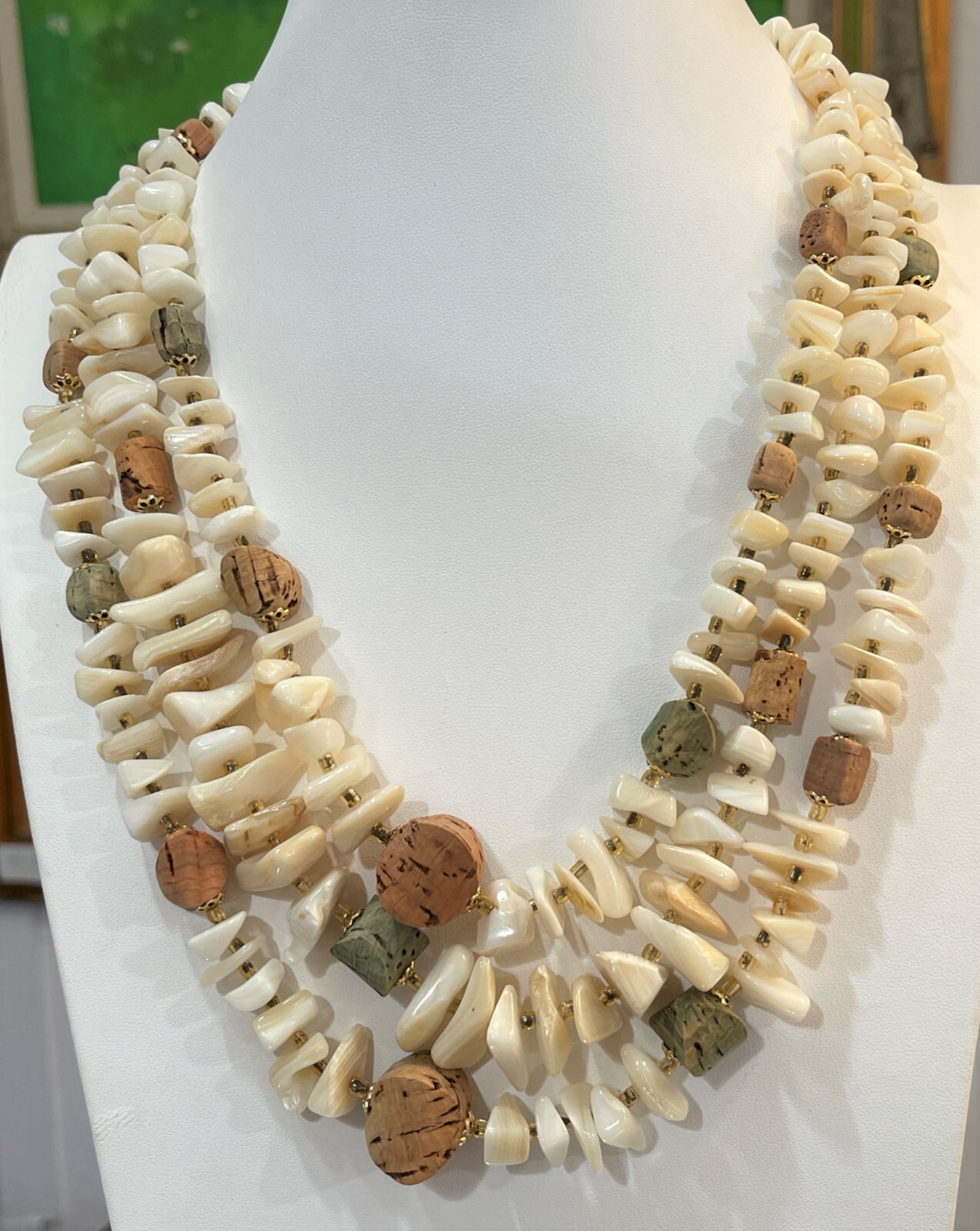 Vintage West Germany Cork Shell Multi Layered Strand … - Gem