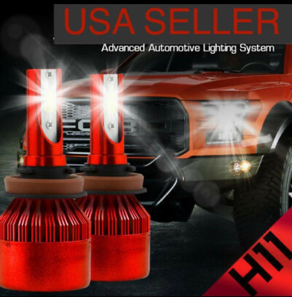 H11 Size LED Car Truck Headlight Bulbs HID 6k 6000k OPT7 Color Headlamp ...