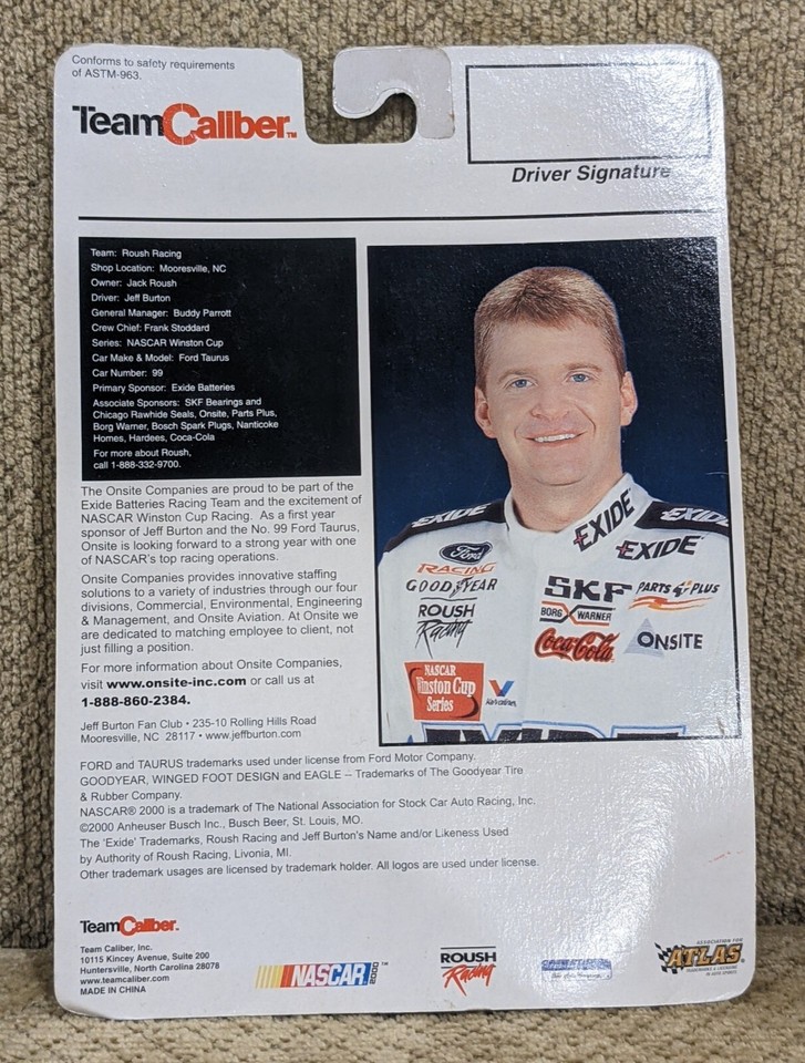 Jeff Burton 2000 Team Caliber #99 Exide Onsite Promo 1/64 NASCAR Roush ...
