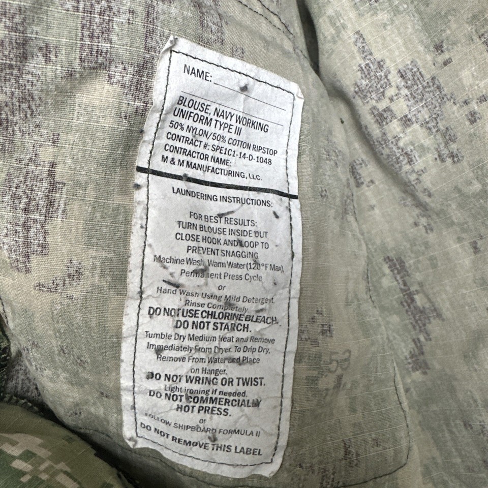 U.S. Navy Blouse Mens S Reg Working Uniform Type III NWU Seals Military ...